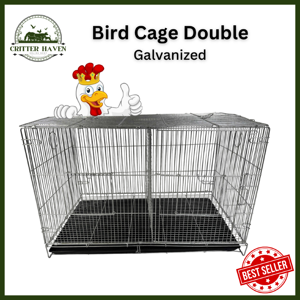 Bird Cage Double Galvanized / Collapsible / With Divider & Poop tray ...