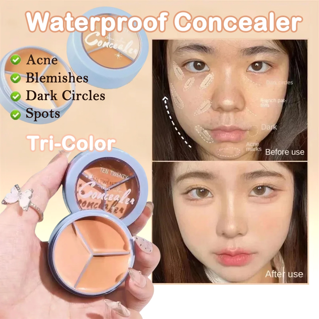 Light and Flawless Tri-color Concealer To Cover Spots Acne Marks Dry ...