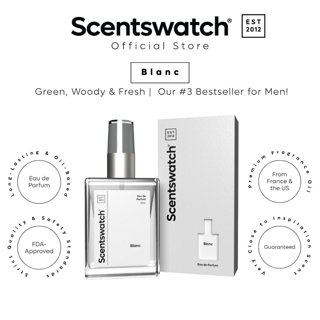 Scentswatch BLANC Perfume for Men: Long-Lasting, Oil-Based, Green Woody ...