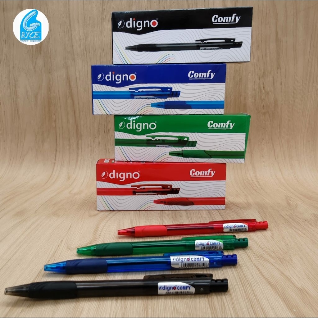 Digno Comfy Retractable Ballpoint Pens 0.7mm Fine Tip Black Blue Red ...