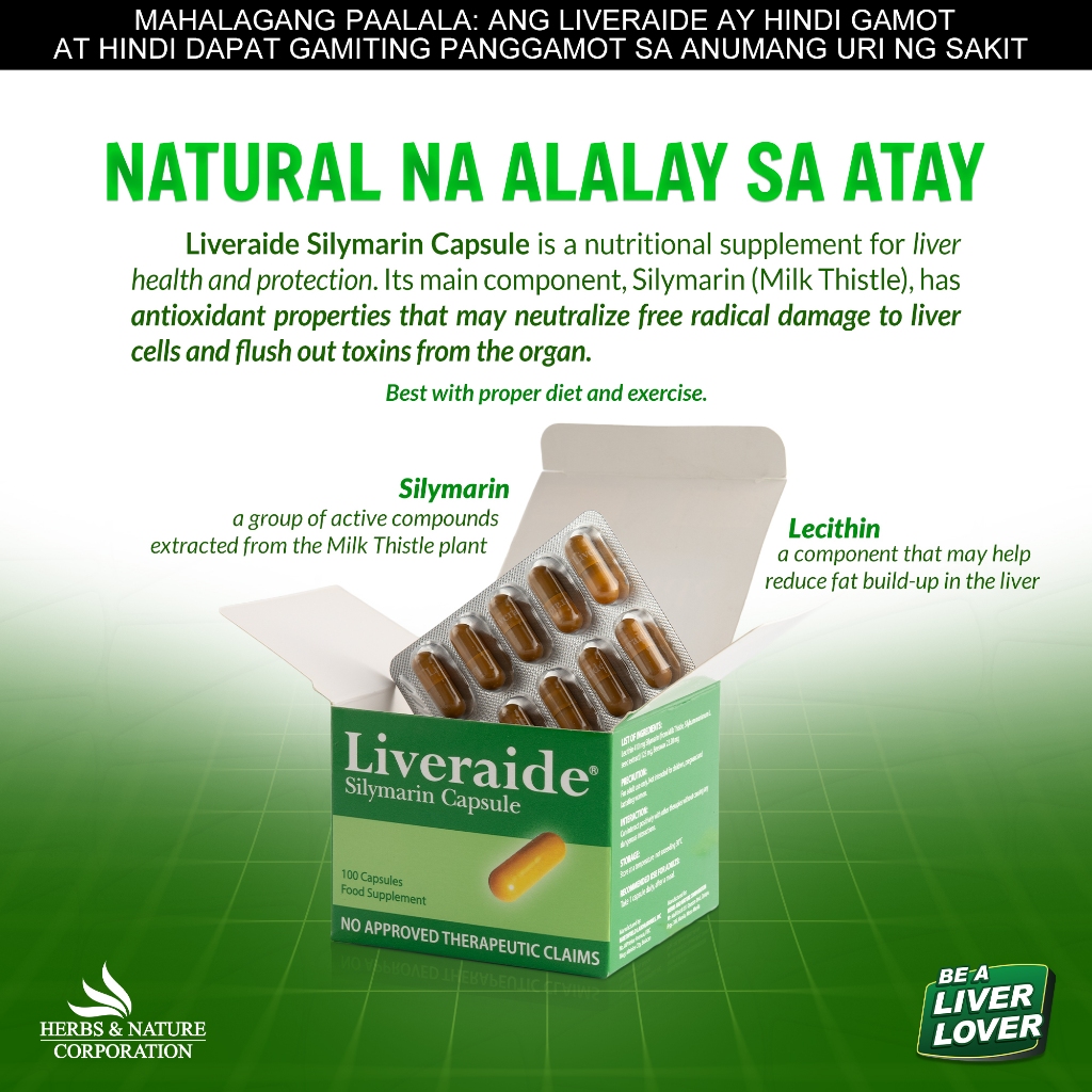 HNC - Liveraide Silymarin 100 pcs Capsule 555 mg Liver Protection ...