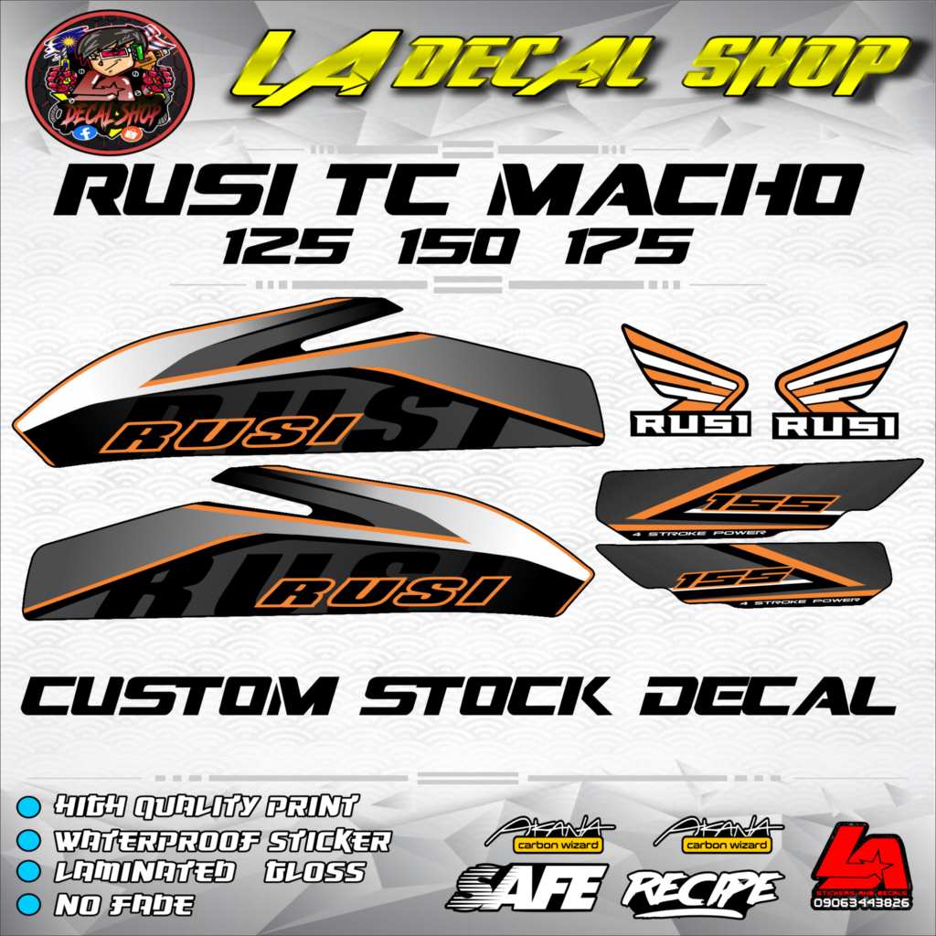 RUSI tc macho 125 / 150 / 175 stock decal custom design sticker ...