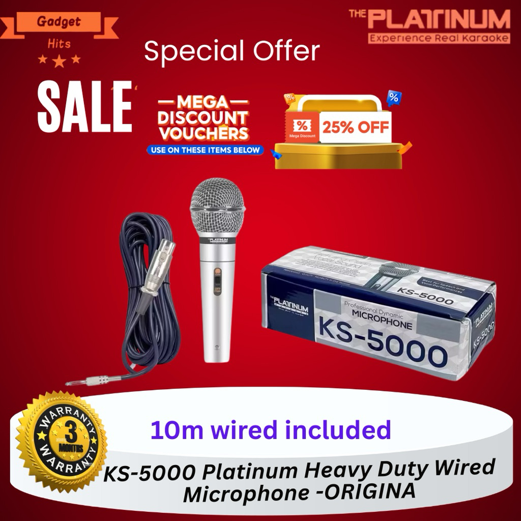 KS-5000 Platinum Heavy Duty Wired Microphone (10Meters) -ORIGINA ...