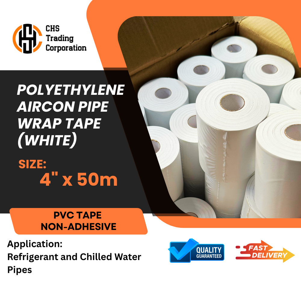 Polyethylene Tape 4" X 50m Aircon Pipe Wrap Tape White PE Tape Non ...