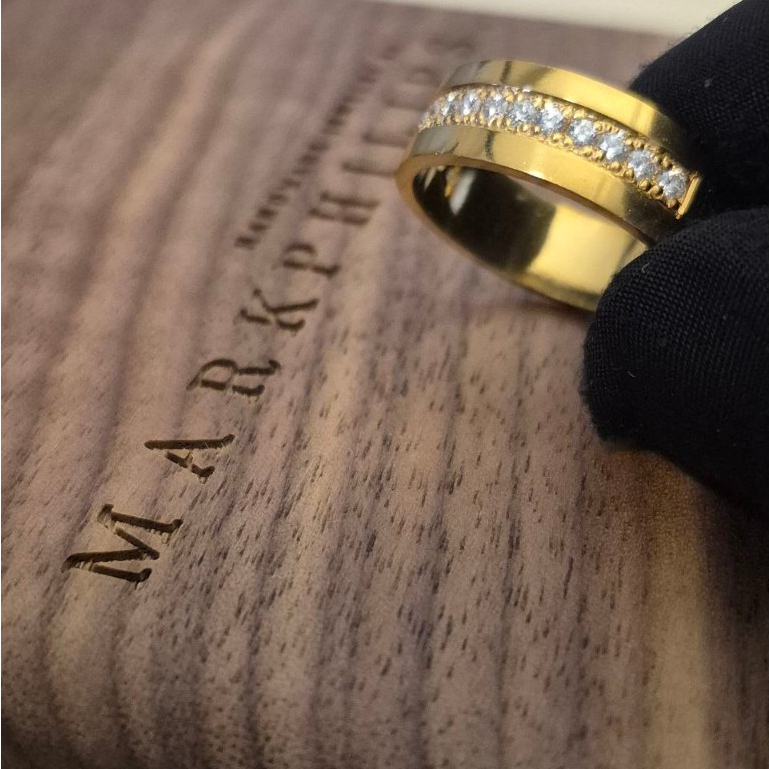Half Eternity 7mm width Ring band with 15 pcs Natural Diamonds ( Pure ...