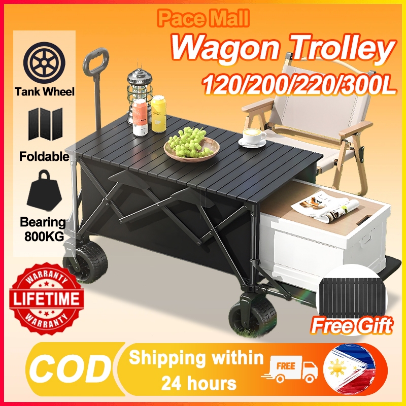 Foldable Trolley Wagon 250L Camping Cart Trolley Multifunctional Family ...