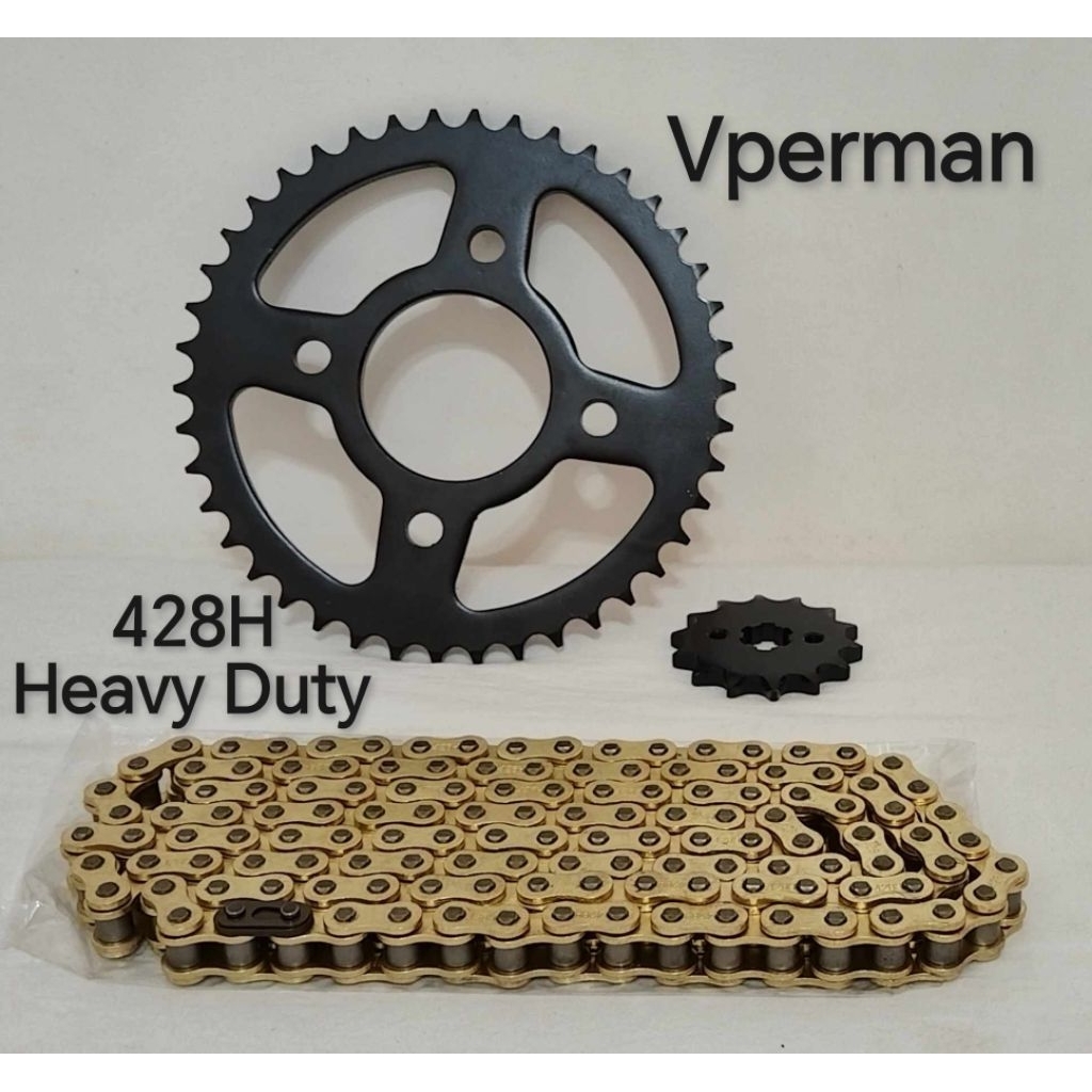 VPERMAN JAPAN MADE HYBRID TYPE RUSTPROOF SPROCKET SET W/ GOLD CHAIN ...