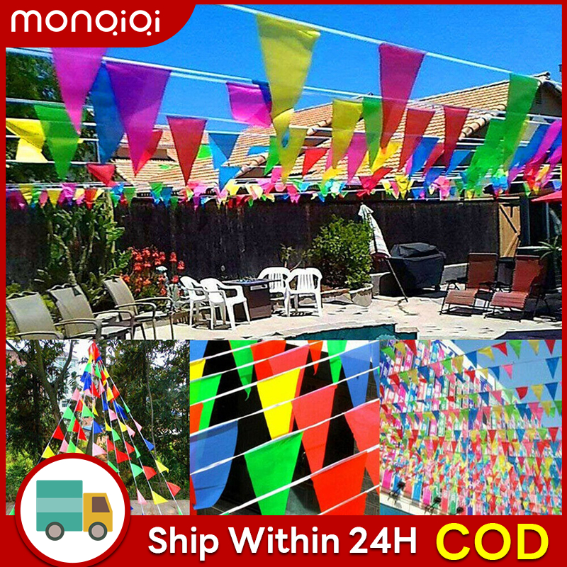 100 Meter Multicolor Fiesta Flag Nylon Pennant Banner Plastic Triangle ...