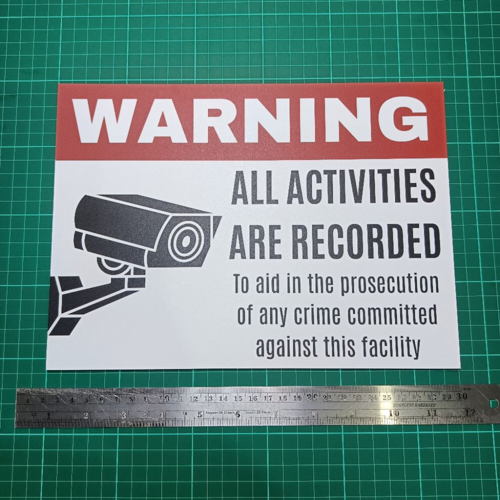 CCTV/Video Recording Signage Warning Sintra Board 11x8 | Shopee Philippines