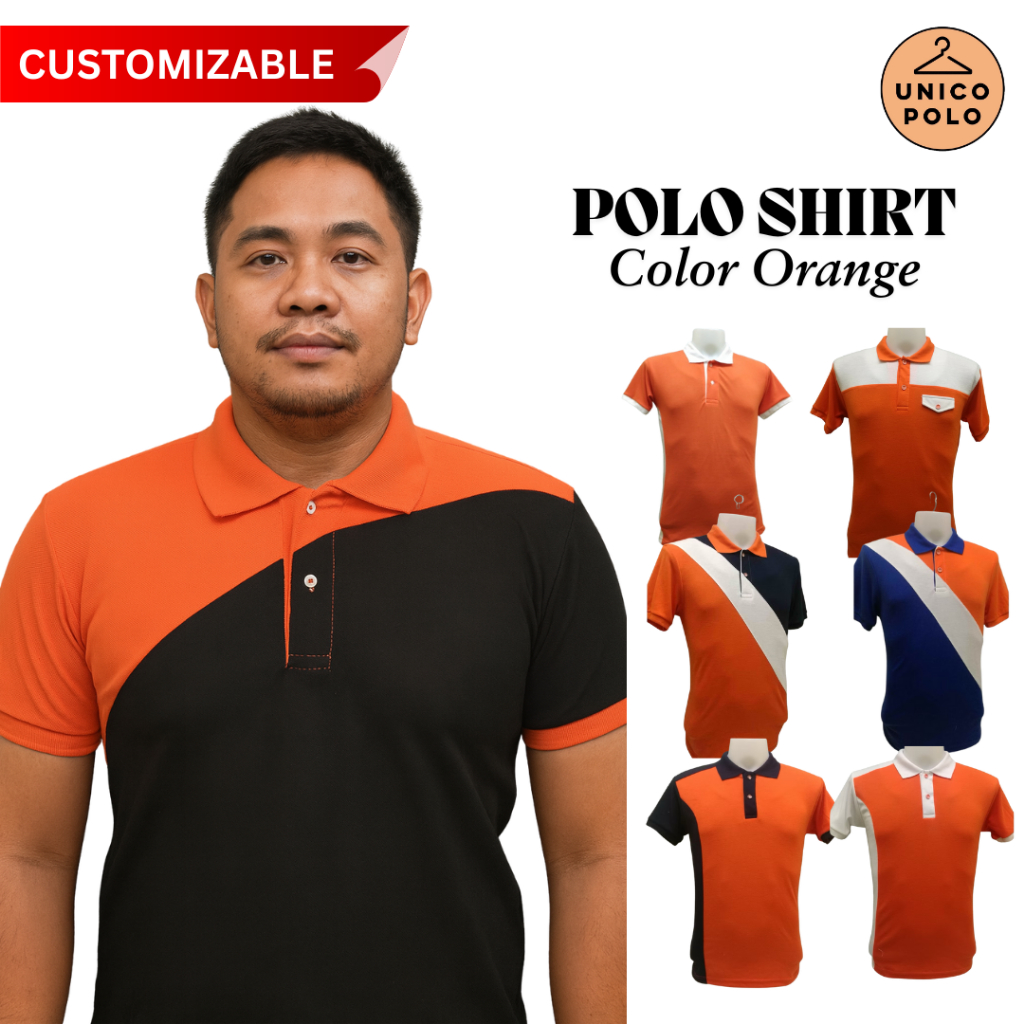 Orange Men's Combination Polo Shirt School Church Company Organization ...