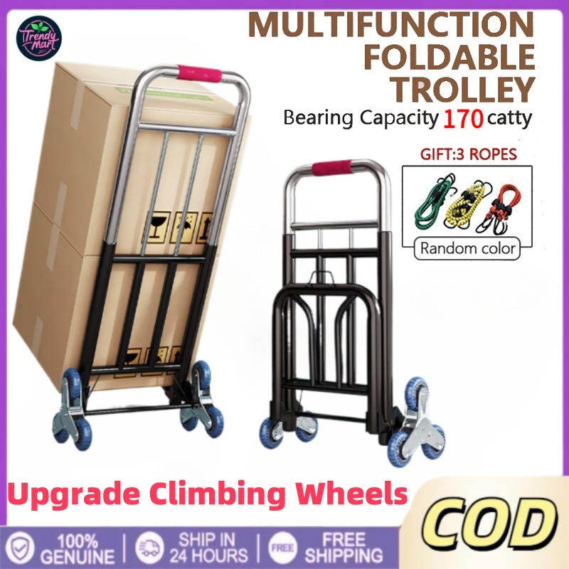 Foldable Heavy Duty Push Cart with Stair Climbing Wheels 85kg Load for ...