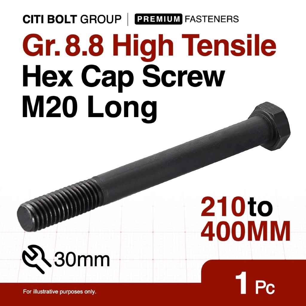 1pc M20 (20MM) Grade 8.8 High Tensile Hex Cap Screw Long Series | HT MM ...