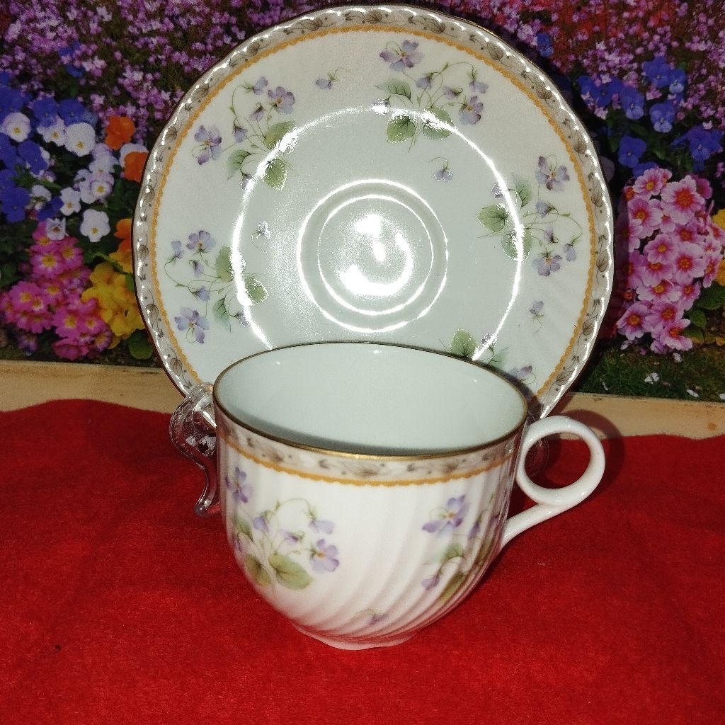 French Violet Pattern Fine China Cup and Saucer | Shopee Philippines