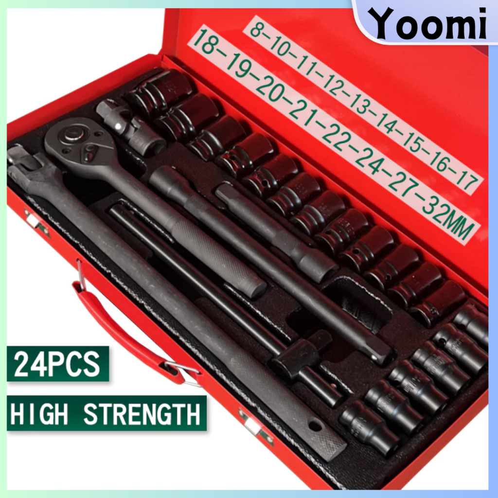 Impact Socket Set 1/2 Drive Flyman Torque Ratchet Wrench Socket ...