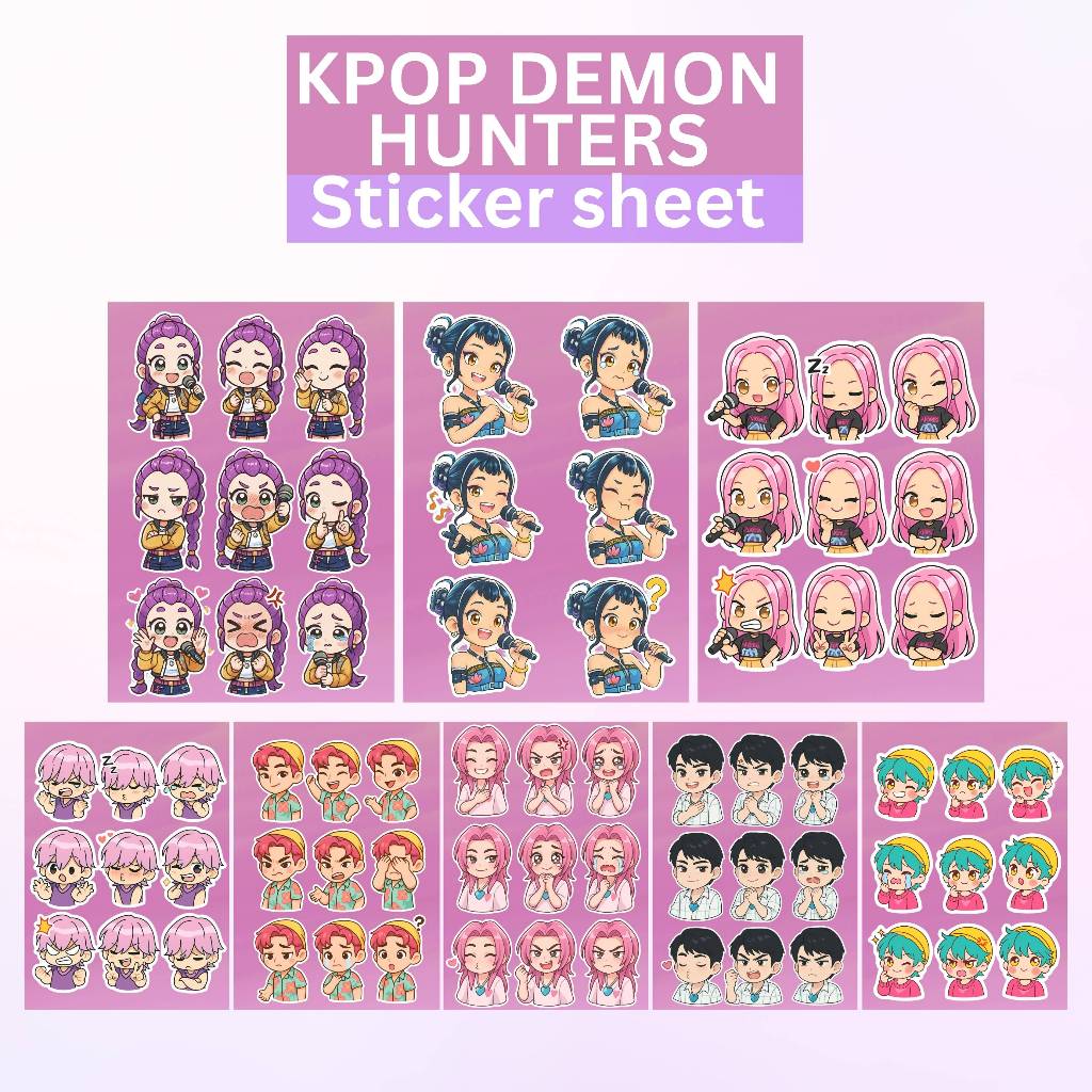KPOP DEMON HUNTERS Sticker Sheet | HUNTRIX SAJA BOYS GOLDEN SODA POP ...