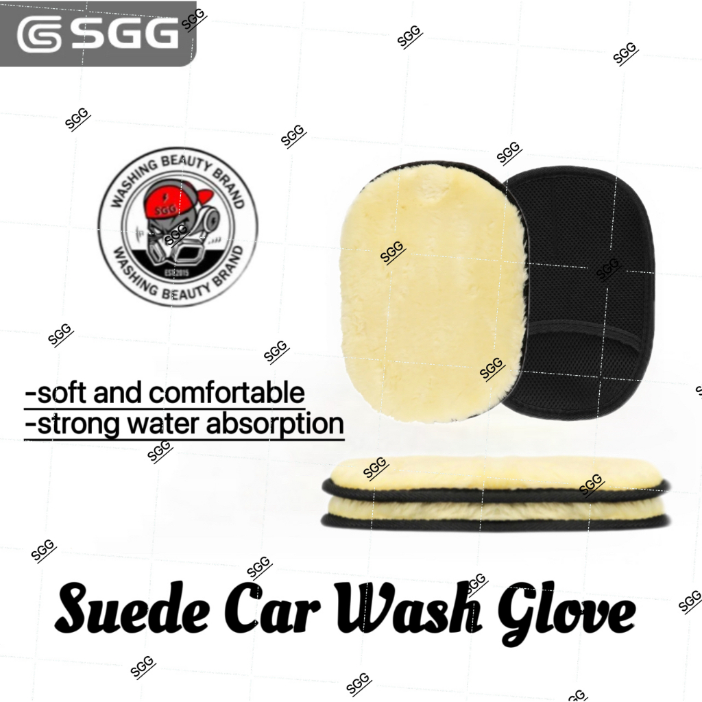 SGG Suede Car Wash mitt Thinkened Microfiber Glove Car Cleaning 1pc for ...
