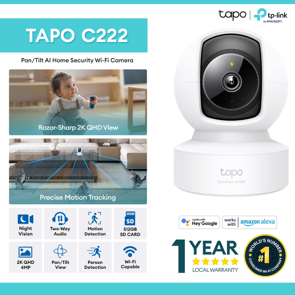 TP-Link Tapo C222 Pan/Tilt AI Home Security Wi-Fi Camera | Shopee ...