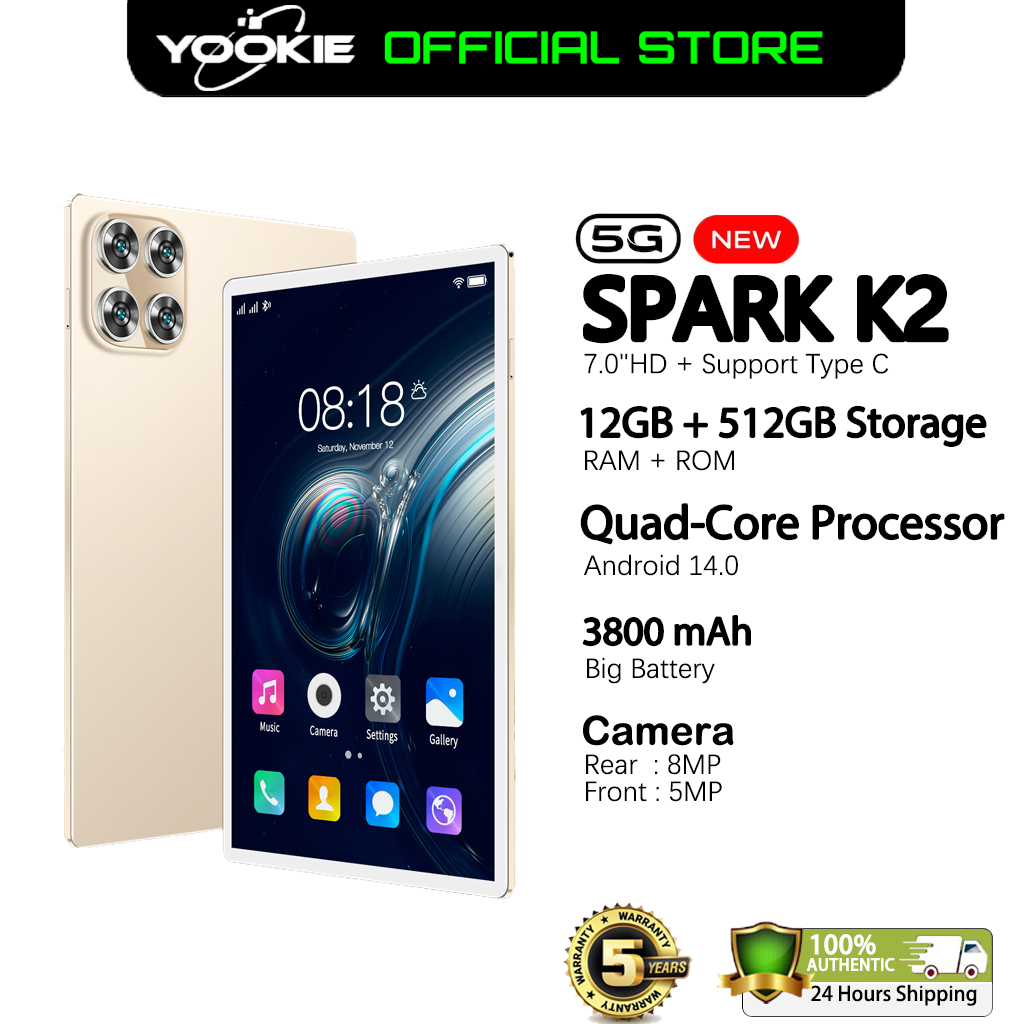SPARK K2 Tablet Android Tablet For Kid 12GB+512GB 3800mAh Dual SIM With ...