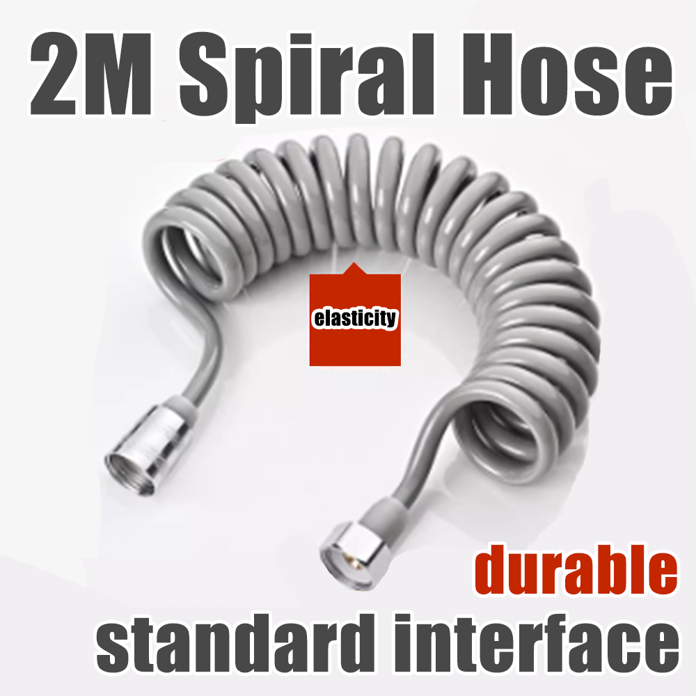 2M Spiral Hose Retractable Spring Hose Bathroom Shower Pipe Bathroom ...
