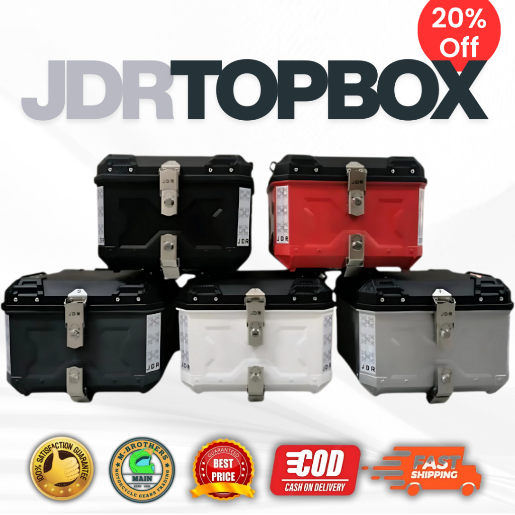 TOPBOX ONLY - JDR Dual Lock - 45L Motorcycle Topbox Hard Plastic 3 with ...
