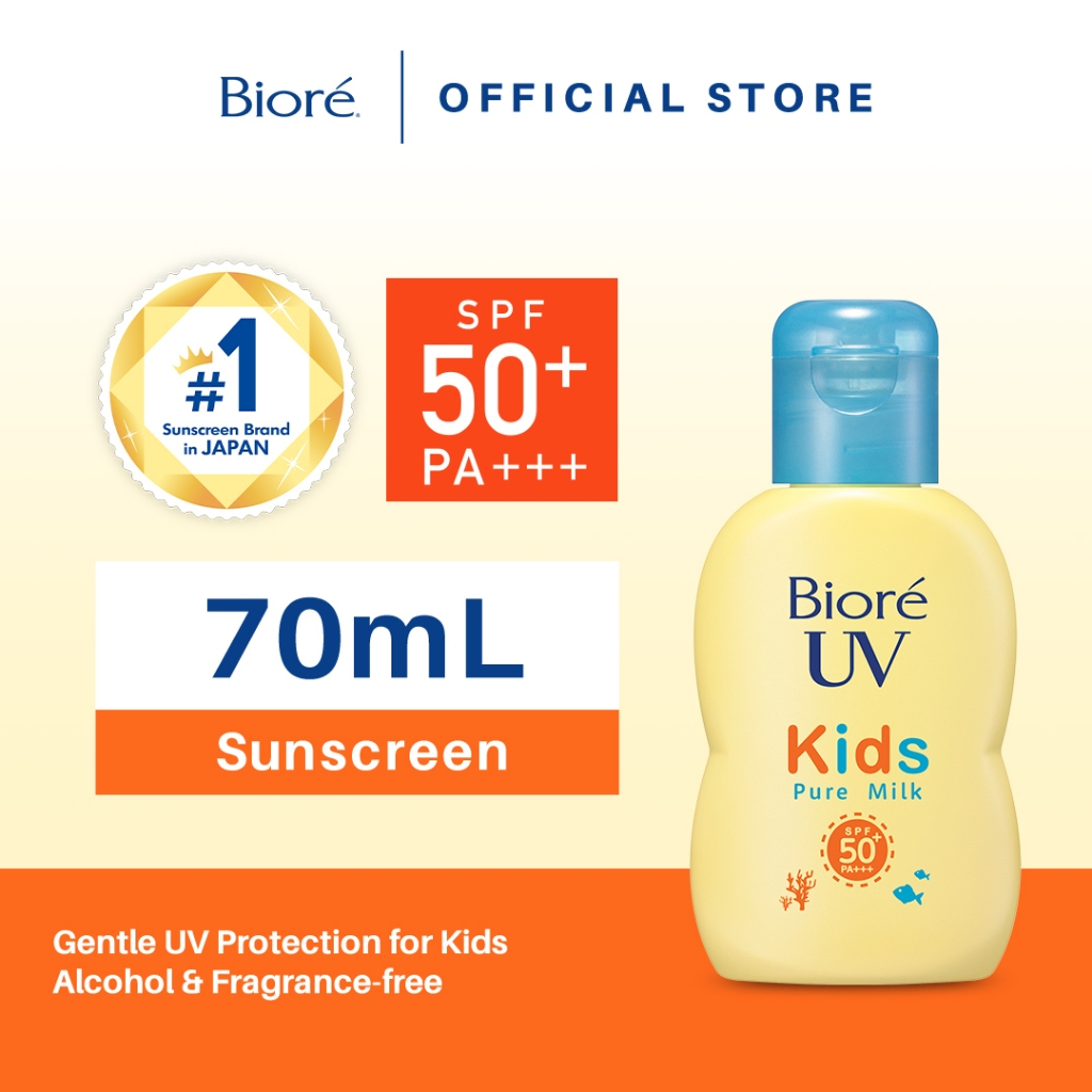 Biore UV Kids Pure Milk SPF 50+ PA+++ Gentle, Alcohol-Free, Fragrance ...