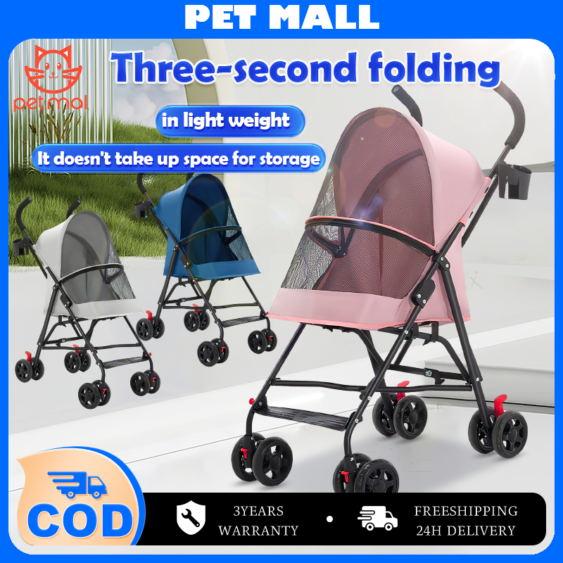 Pet Stroller Cat Dog Lightweight Foldable Outdoor Stroller Medium and ...