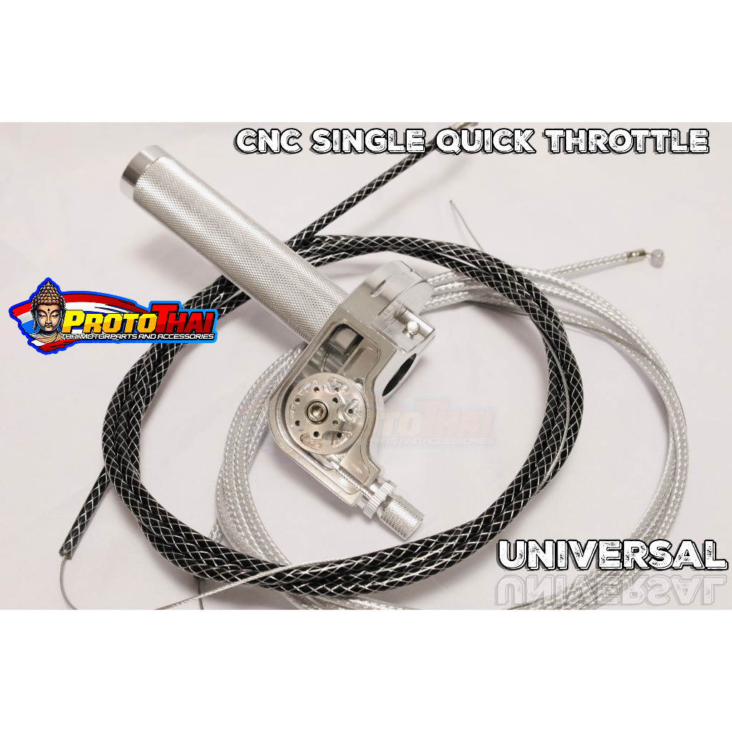 ANTI THEFT CNC QUICK THROTTLE SILVER WITH THROTTLE CABLE UNIVERSAL WAVE ...