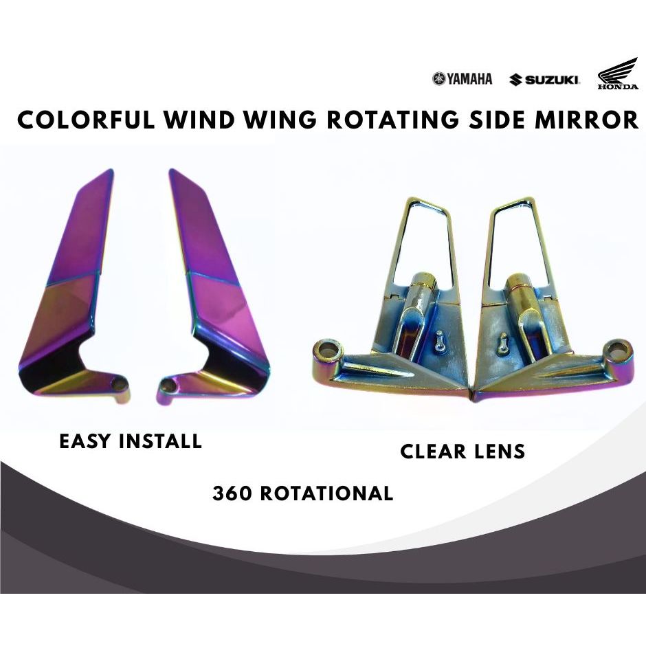 COLORFUL WIND WING ROTATING SIDE MIRROR UNIVERSAL | Shopee Philippines