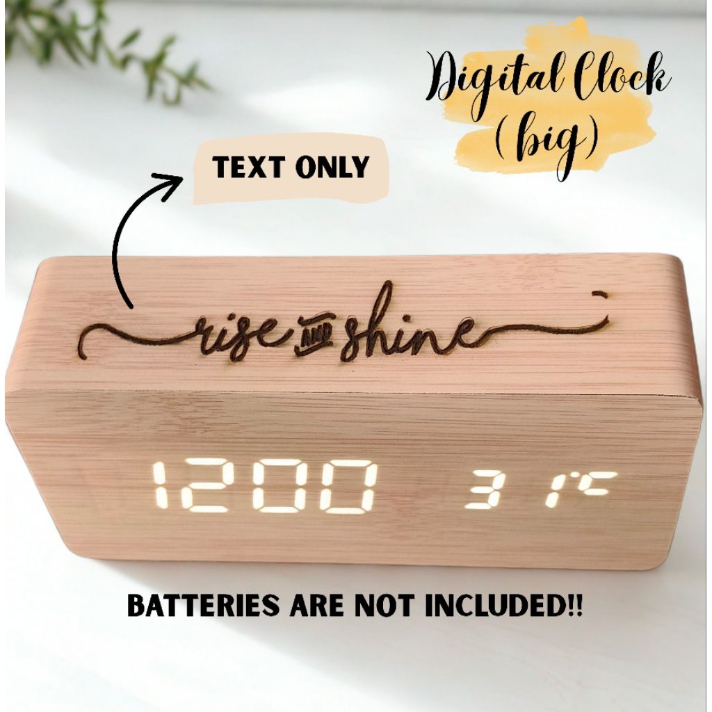 Personalized Customized Wooden Laser Engraved Digital Desk Clock Alarm ...