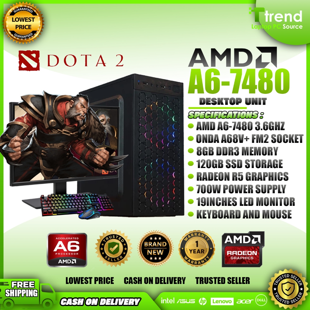 Budget Gaming Desktop PC Set MD A6 PACKAGE 8GB DDR4 RAM 120GB SSD Full ...