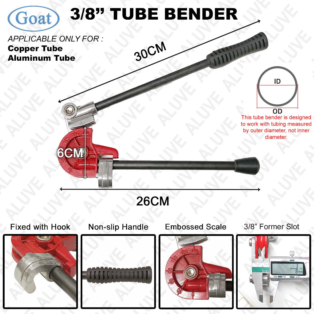 Goat Tube Bender 3/8 inch (9.5mm) Pipe Tubing Bender 180 Degree Tube ...