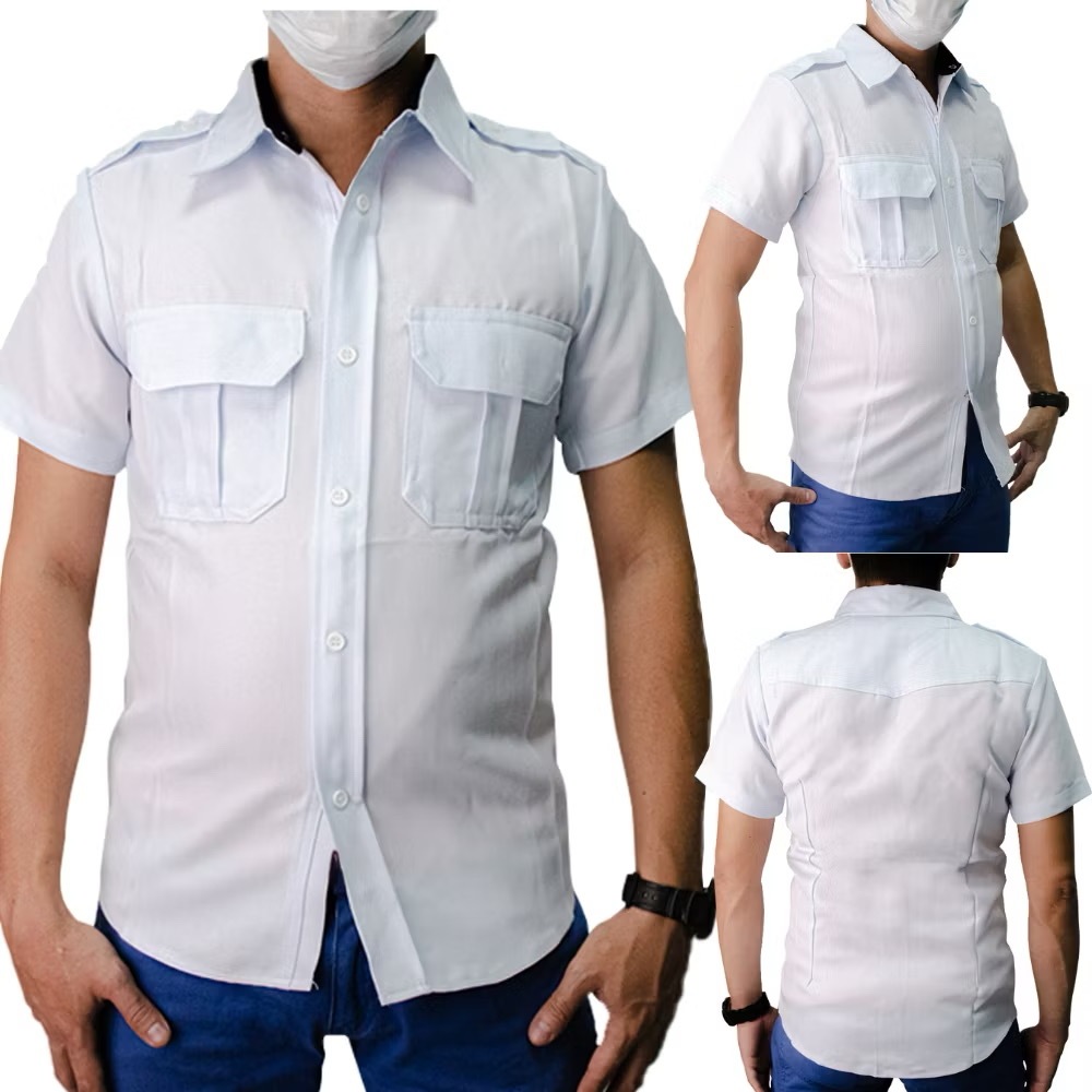 Security Guard Shorts Sleeves Polo Cotton Polyester Plain White Uniform ...