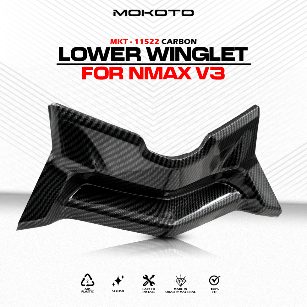 MOKOTO NMAX V3 / TURBO FRONT LOWER COVER WINGLET CARBON FRONT HEADLIGHT ...