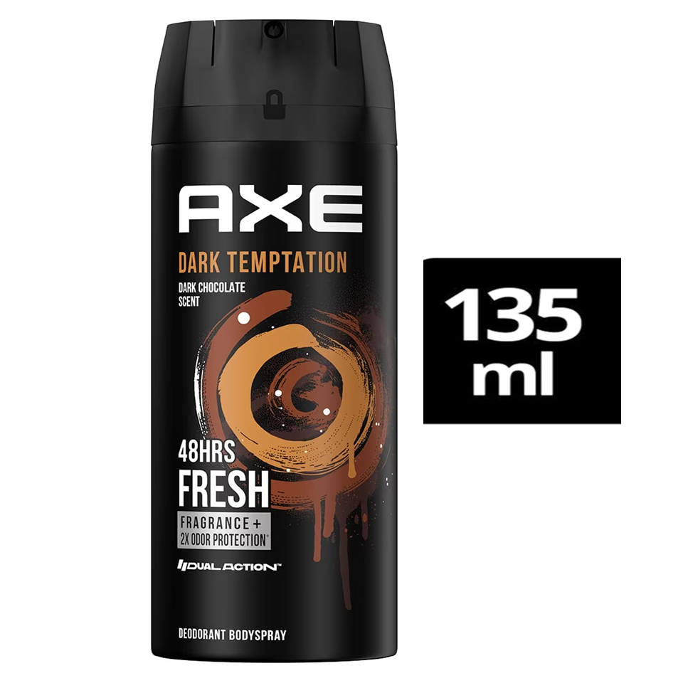 Axe Choco Dark Temptation Body Spray 135mL Chocolate Deodorant ...