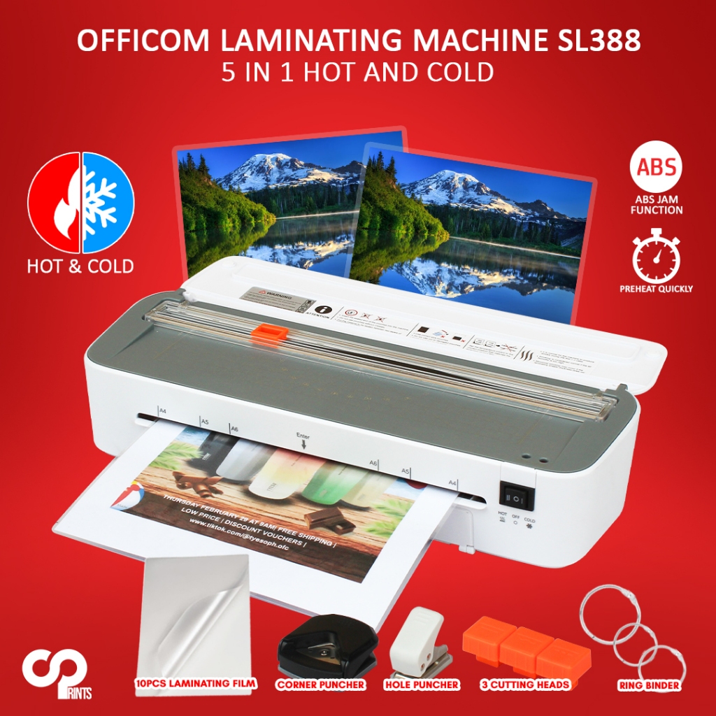 Officom SL688 5 in 1 Laminating Machine Hot and Cold with Cut & Punch ...