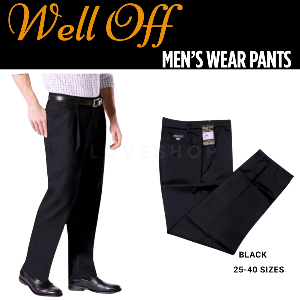 ORIGINAL WELL OFF SLACKS PANTS FOR ADULT BLACK COLOR FOR OFFICE,CASUAL ...