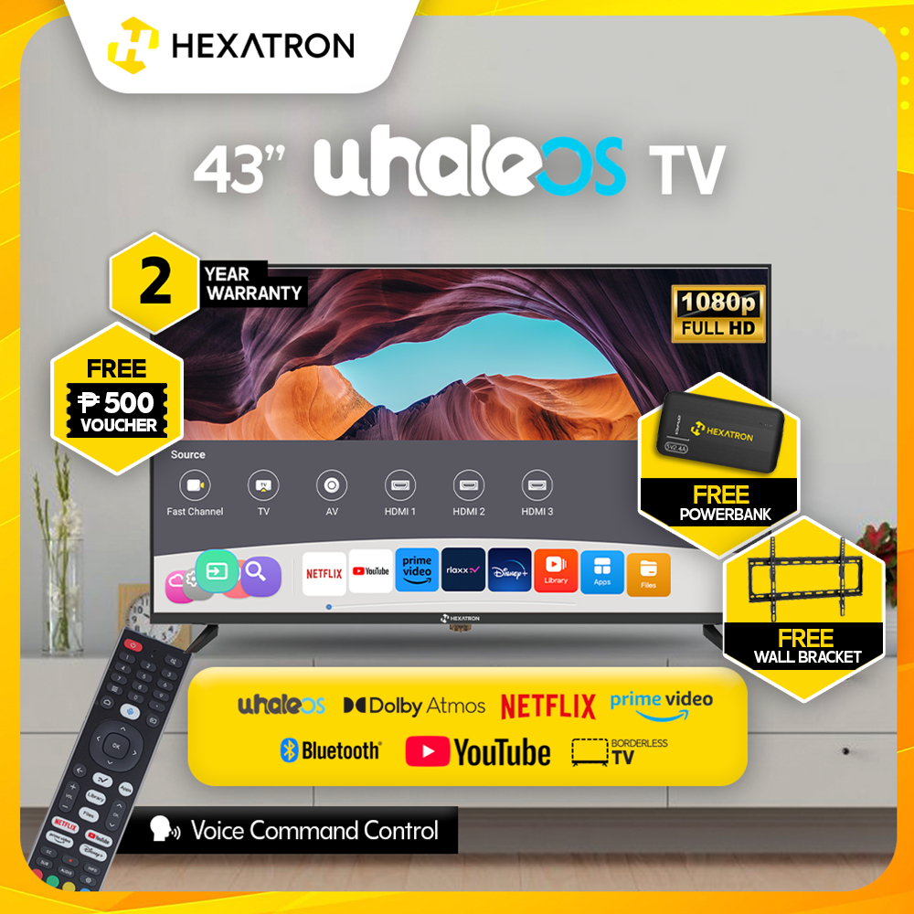 Hexatron 43" Digital WhaleOS 3.0 Smart Full HD TV with Netflix, YouTube, AI Powered Voice ...