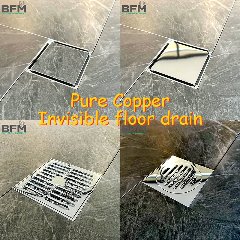 High-end invisible pure copper linear floor drain shower floor drain ...