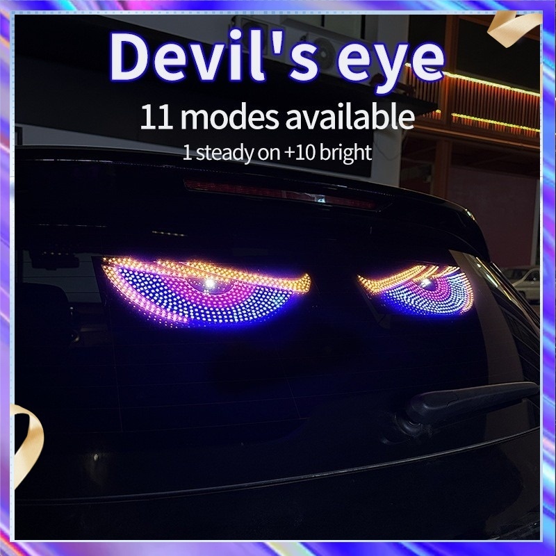 2PCS 24V 12V USB LED Devil Eye Dynamic Big Devil Eyes Light for Cars, Programmable Window Screen ...