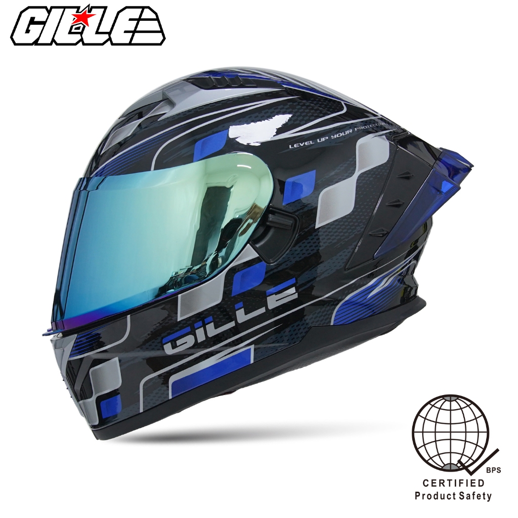Gille FF012 Circuit Racer Full Face Dual Visor Motorcycle Helmet ...