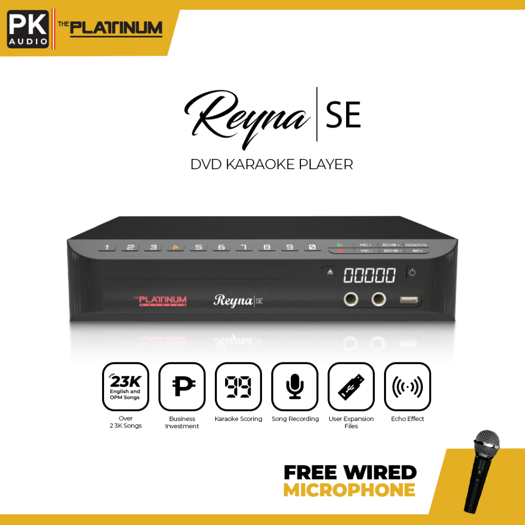 Platinum Karaoke Reyna SE Professional Player with 23,000+ songs with Wired Microphone | Shopee ...