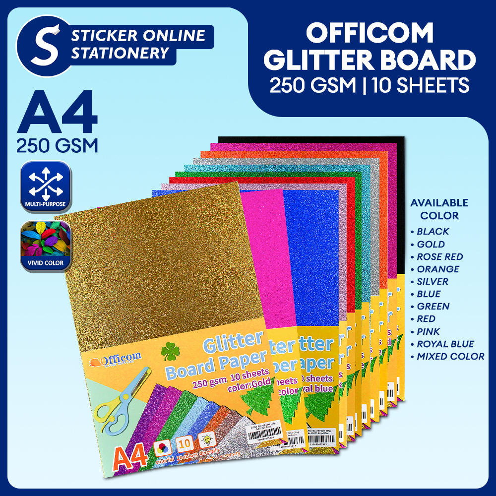 10PCS Glitter Board A4 Size 250gsm |Vibrant Sparkle for Crafting & DIY ...