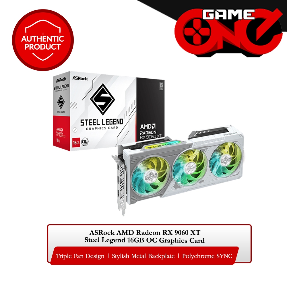 ASRock AMD Radeon RX 9060 XT Steel Legend 16GB GDDR6 OC Graphics Card ...