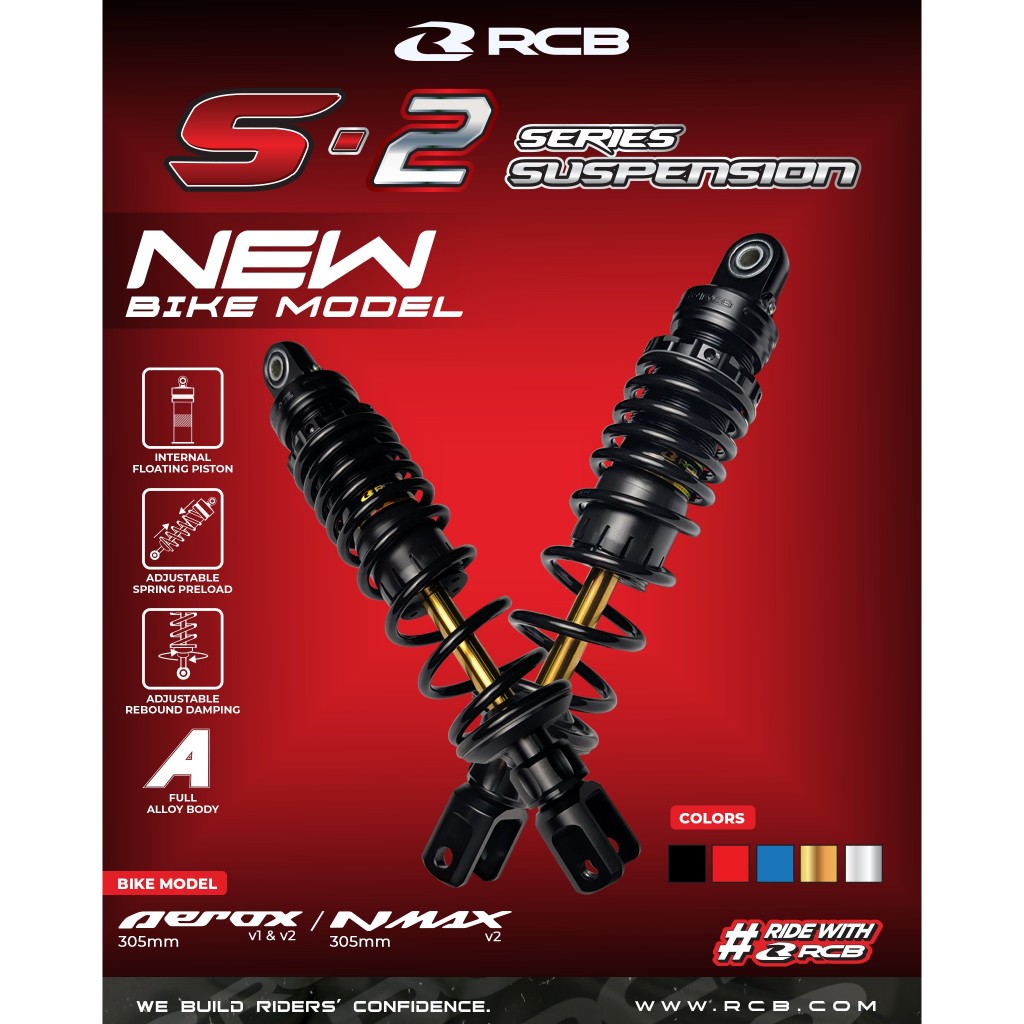 RCB S2 Series Dual Shock Absorber Nmax V2/Aerox/Xmax/Pcx | Shopee ...