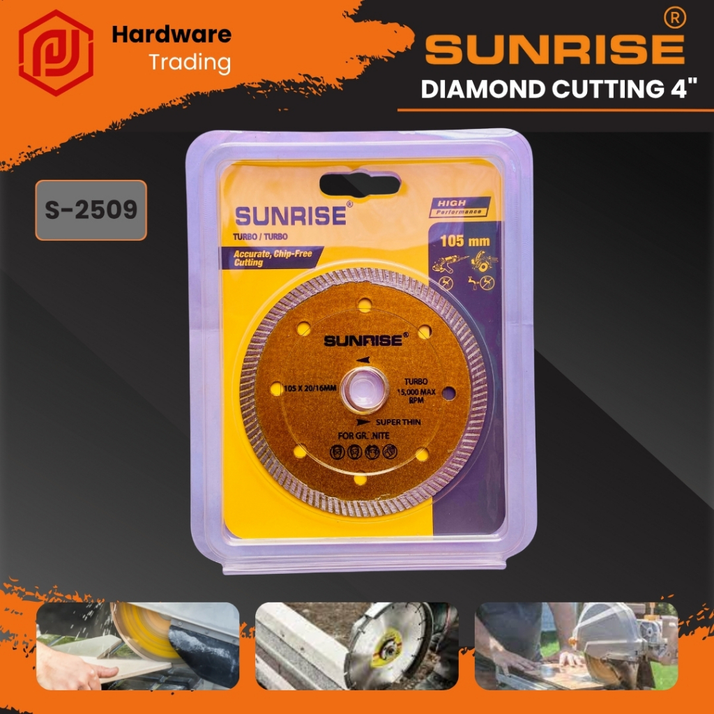 SUNRISE S-2509 DIAMOND CUTTING DISC 4" FOR GRANITE, TILES, MARBLE ETC ...
