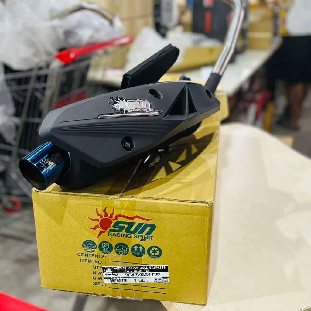 SUN PIPE STAINLESS BLUE TIP ADJUSTABLE FOR HONDA BEAT/BEAT Fi | Shopee ...