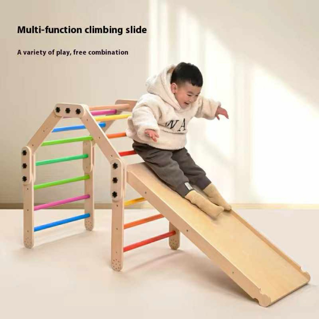 Montessori Wooden Rainbow Pikler Set | Shopee Philippines