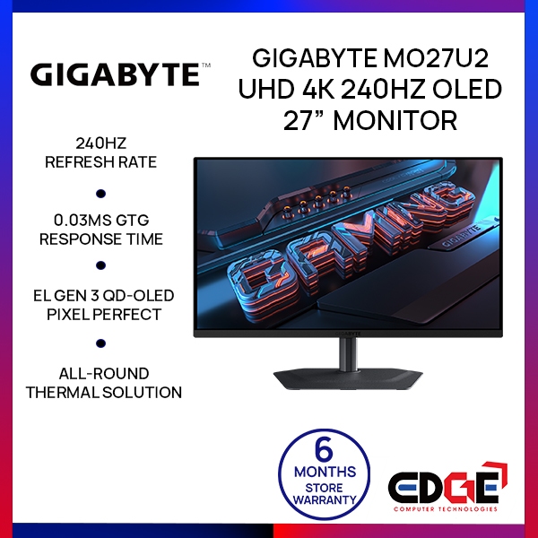 EDGE | GIGABYTE MO27U2 240Hz UHD 4K 3840x2160 0.03ms OLED 27" Gaming Monitor | Shopee Philippines