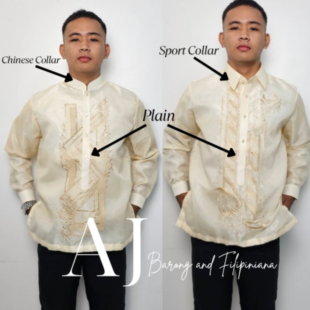 Modern Barong BW 01/06 with linninng/moccha piping groomsmen ...