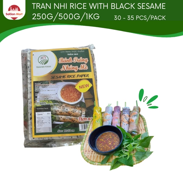 Tran Nhi rice paper with black sesame 250g/500g/1kg - Vietnamese rice ...
